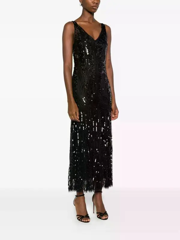Alberta Ferretti Sequin-embellished V-neck Gown