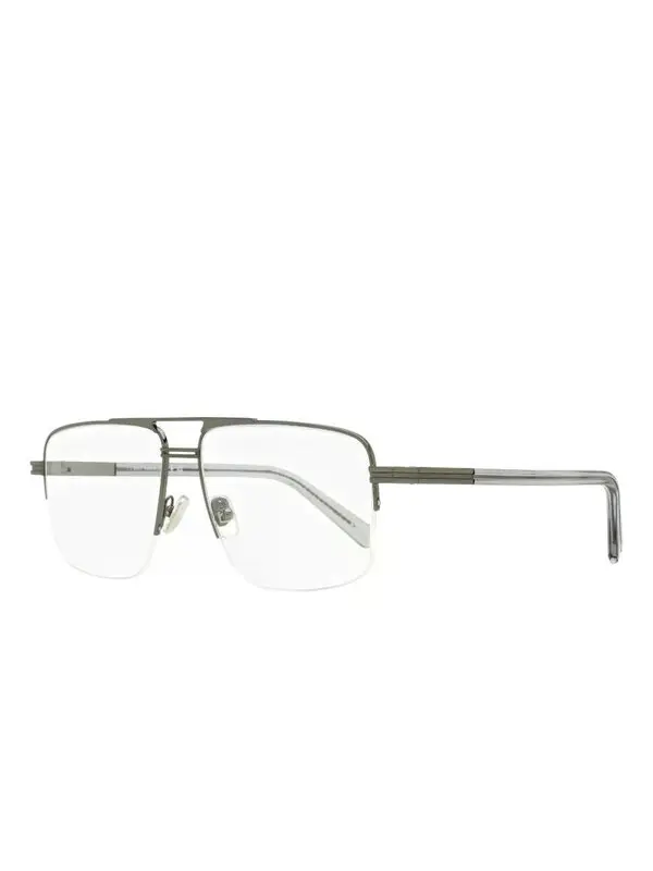 Zegna Pilot-frame Semi-rimless Glasses - Grey