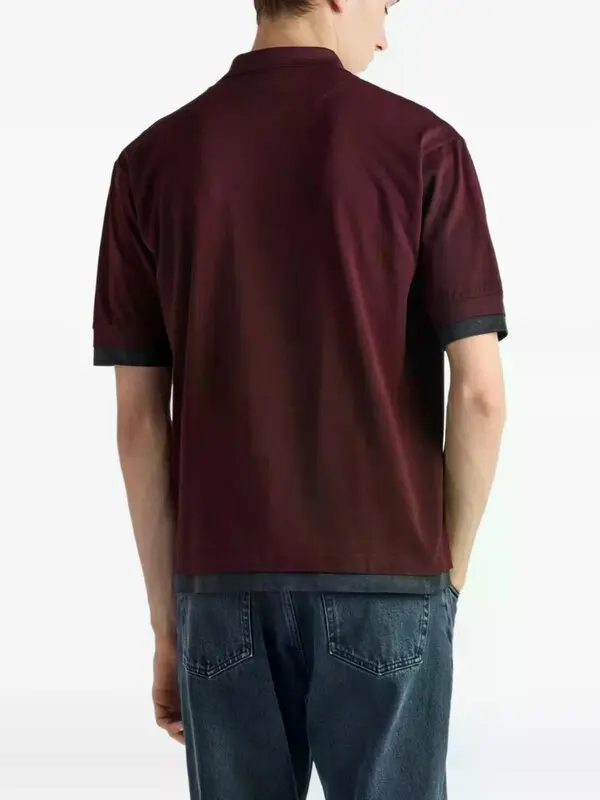 Prada Triangle-logo Ribbed-knit Polo Shirt