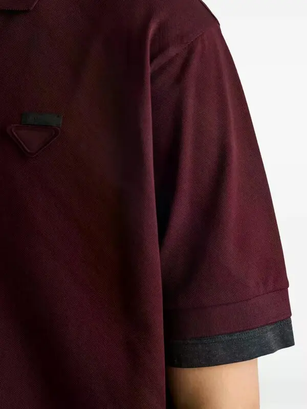 Prada Triangle-logo Ribbed-knit Polo Shirt