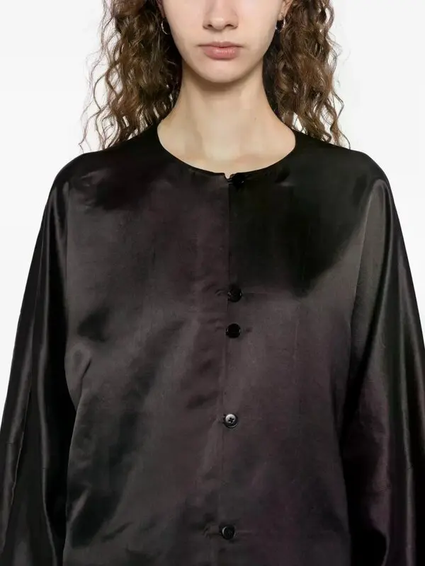 YEAREAST Crew Neck Blouse With Front Fastening