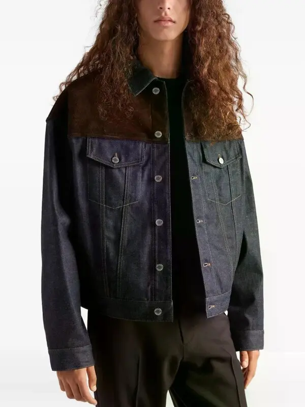Prada Suede-panel Denim Jacket