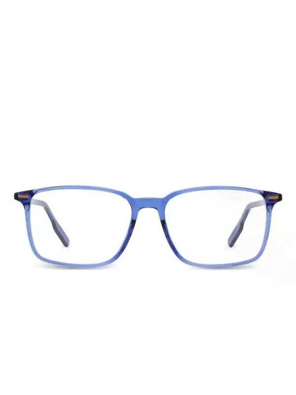 Zegna Stud-detail Rectangular Eyeglasses - Blue