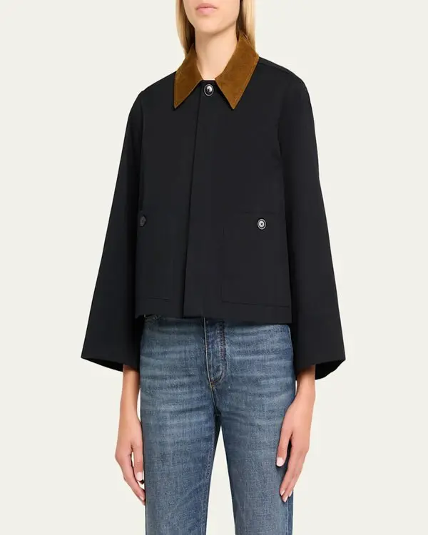 FRAME Cropped Cotton Gabardine Trench Coat