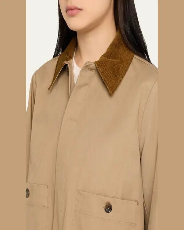 FRAME Cropped Cotton Gabardine Trench Coat
