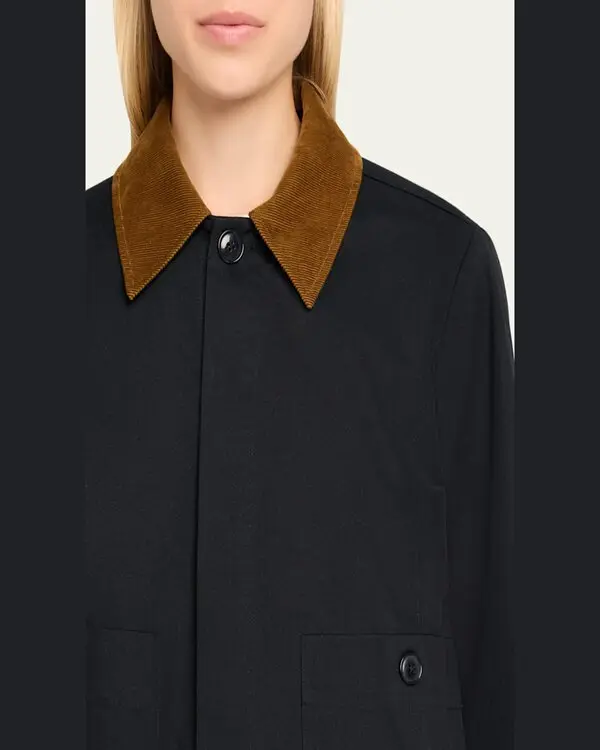FRAME Cropped Cotton Gabardine Trench Coat
