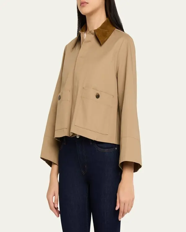 FRAME Cropped Cotton Gabardine Trench Coat