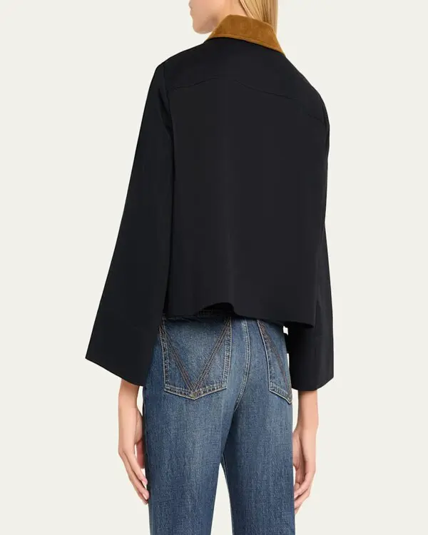 FRAME Cropped Cotton Gabardine Trench Coat
