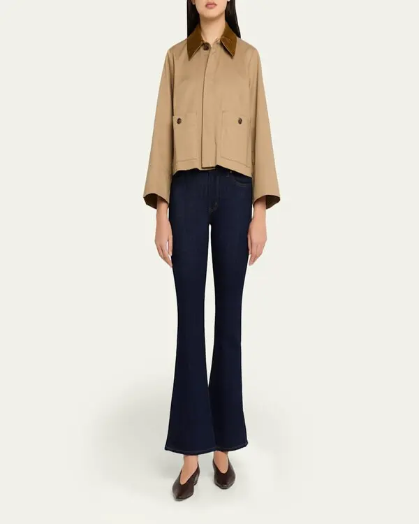 FRAME Cropped Cotton Gabardine Trench Coat