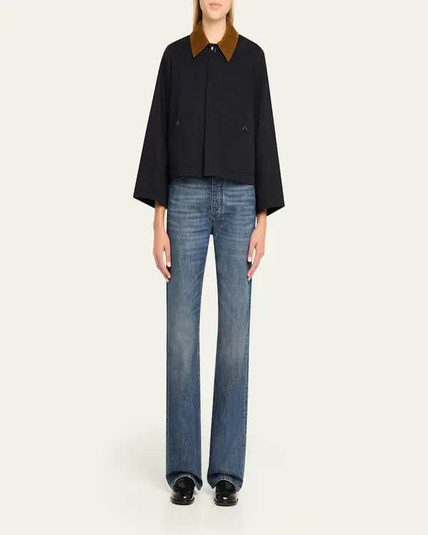 FRAME Cropped Cotton Gabardine Trench Coat