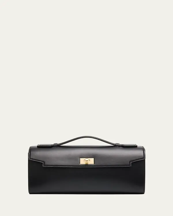 ANYA HINDMARCH Mortimer Boxy Leather Clutch Bag - Black