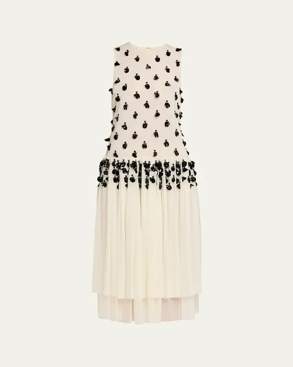 DIOTIMA Embellished Sleeveless Tiered Midi Dress