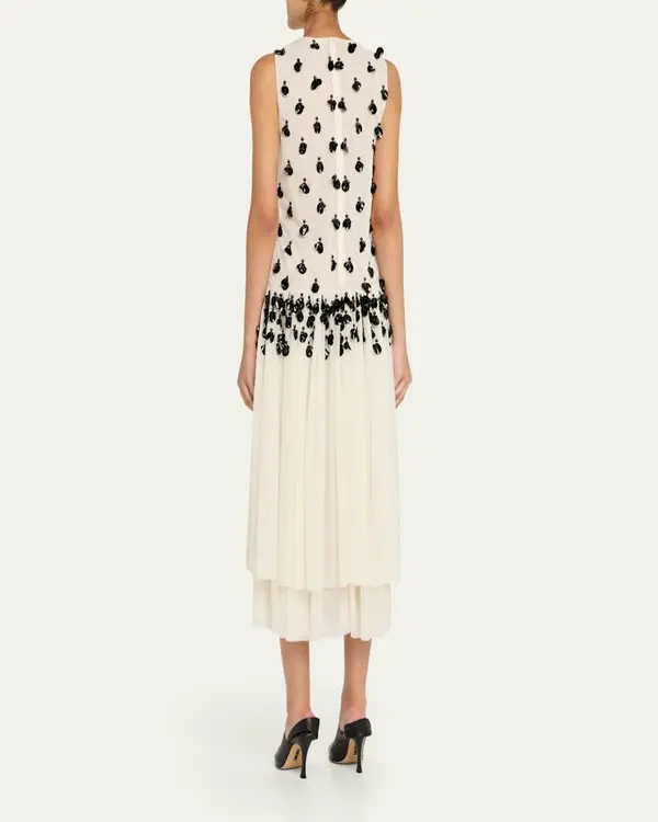 DIOTIMA Embellished Sleeveless Tiered Midi Dress