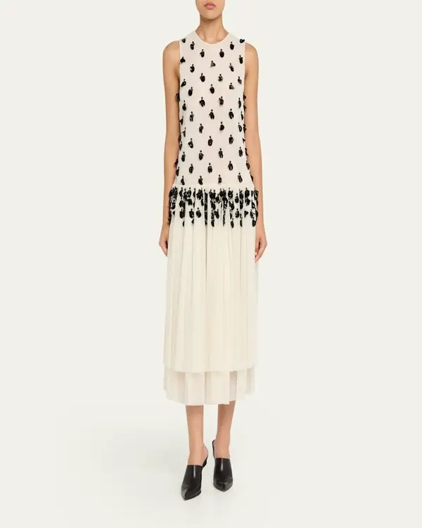 DIOTIMA Embellished Sleeveless Tiered Midi Dress