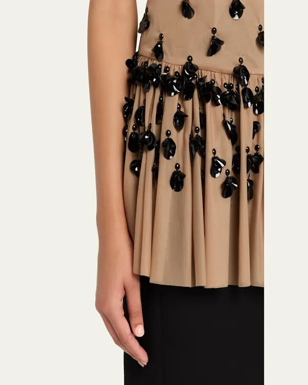 DIOTIMA Embellished Plunging Halter Peplum Top