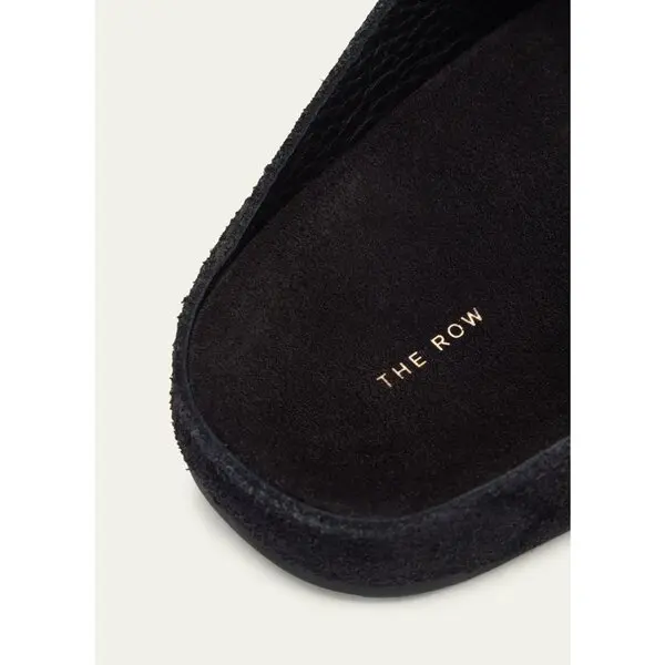 THE ROW Hudson Suede Slide Mules - Moka