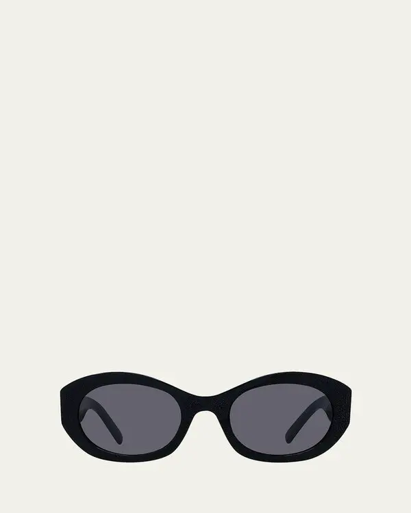 Givenchy Tortoise Acetate 4g Oval Sunglasses - Black Smoke