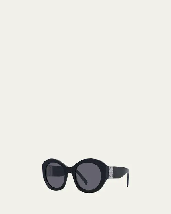 Givenchy Tortoise Acetate 4g Oval Sunglasses - Black Smoke