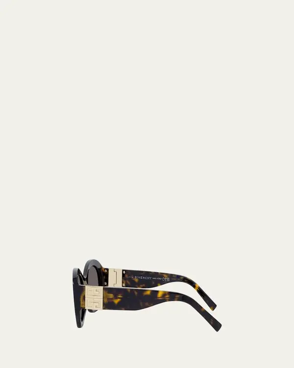 Givenchy Tortoise Acetate 4g Oval Sunglasses - Black Smoke