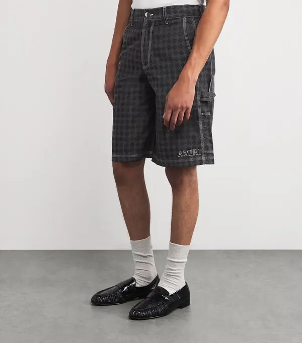 Amiri Cotton-linen Blend Ma Quad Shorts - Black