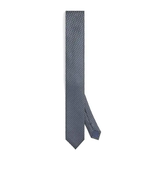 Giorgio Armani Silk Herringbone Neck Tie - Blue