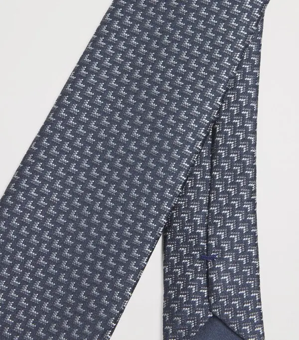 Giorgio Armani Silk Herringbone Tie - Blue