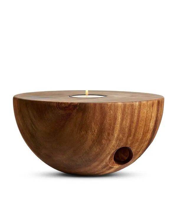 MARCHANTA Saman Wood Gold-rim Candle - Brown