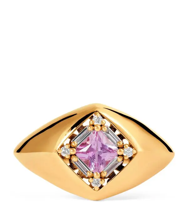 SUZANNE KALAN Diamond And Sapphire Signet Ring - Rose Gold