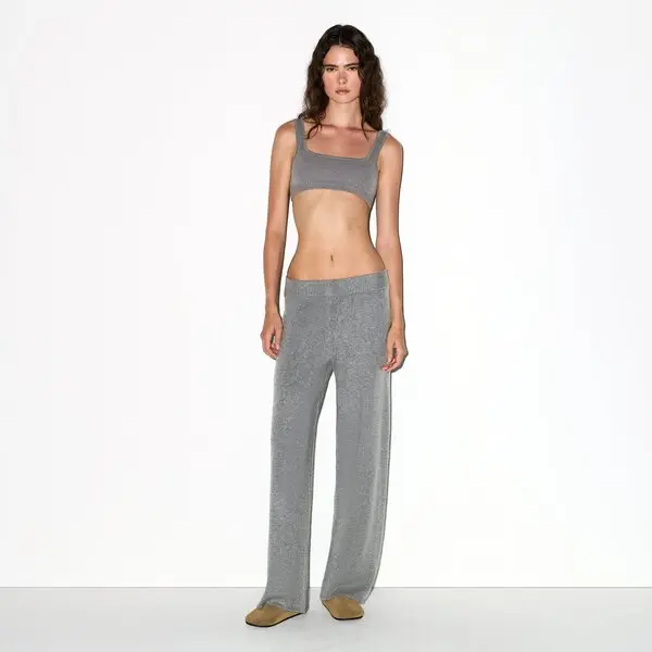 SKIMS Cashmere Wide Leg Pant - Dark Heather Grey