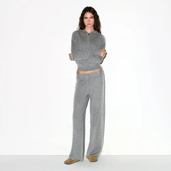SKIMS Cashmere Wide Leg Pant - Dark Heather Grey