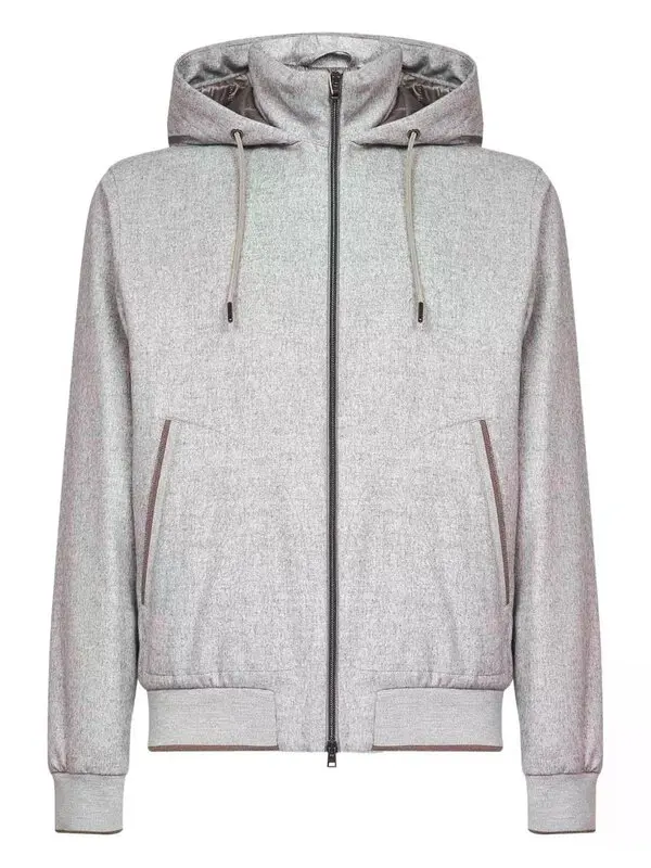 Herno Ribbed-trim Hooded Jacket - Grey