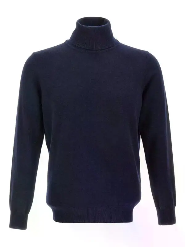 KANGRA Ribbed Cashmere Roll-neck Sweater - Blue