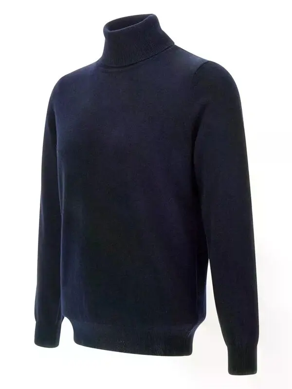 KANGRA Ribbed Cashmere Roll-neck Sweater - Blue