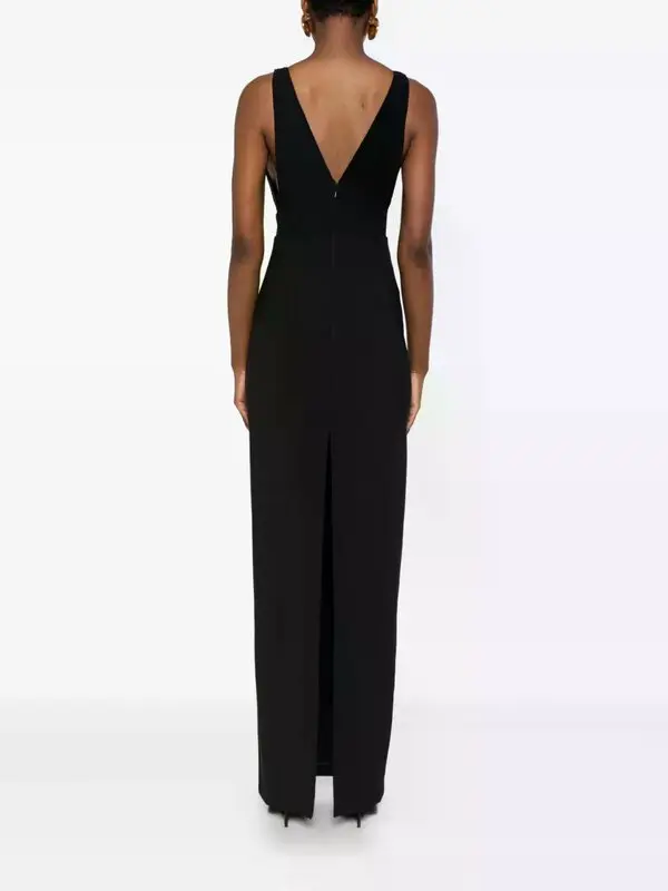 Elisabetta Franchi Sleeveless Maxi Gown With Crystal Embellishments
