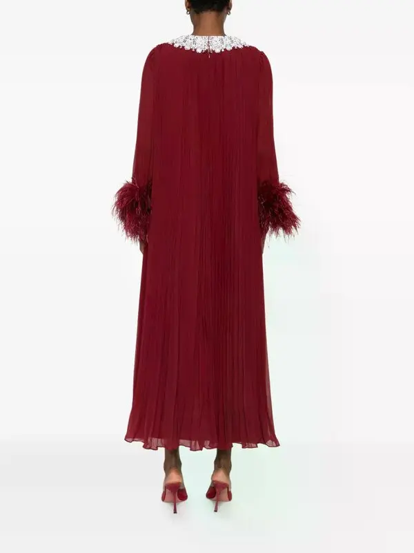 SELF-PORTRAIT Feather-trimmed Chiffon Midi Dress