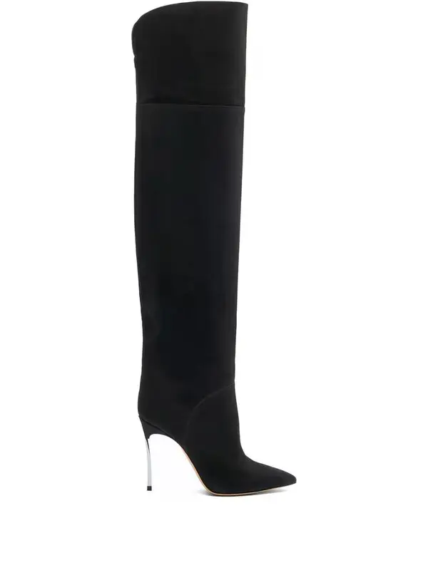 Casadei 100mm Metallic-heel Over-the-knee Suede Boots - Black