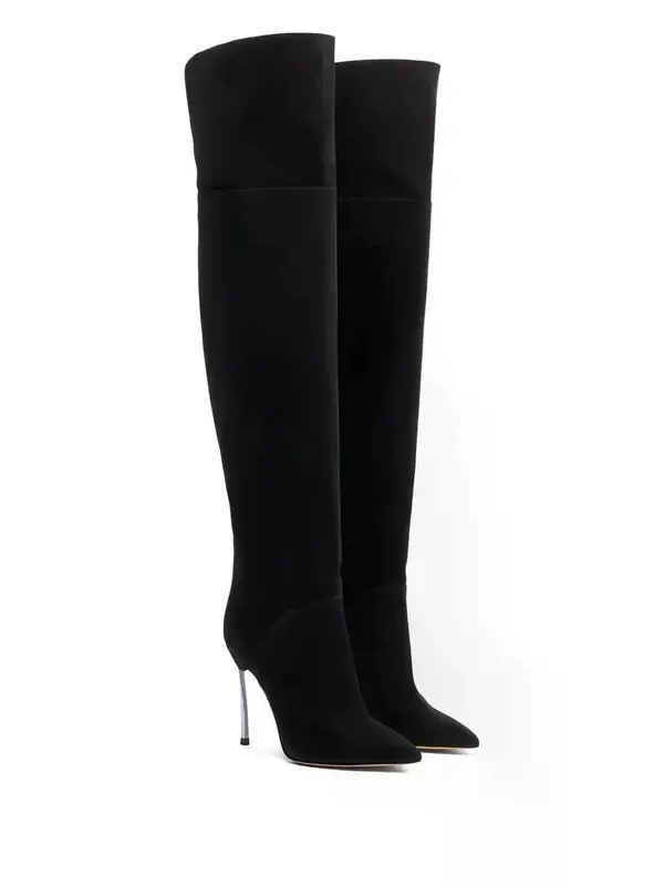 Casadei 100mm Metallic-heel Over-the-knee Suede Boots - Black