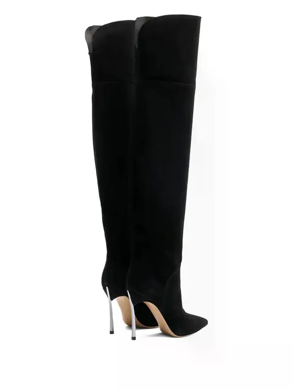 Casadei 100mm Metallic-heel Over-the-knee Suede Boots - Black