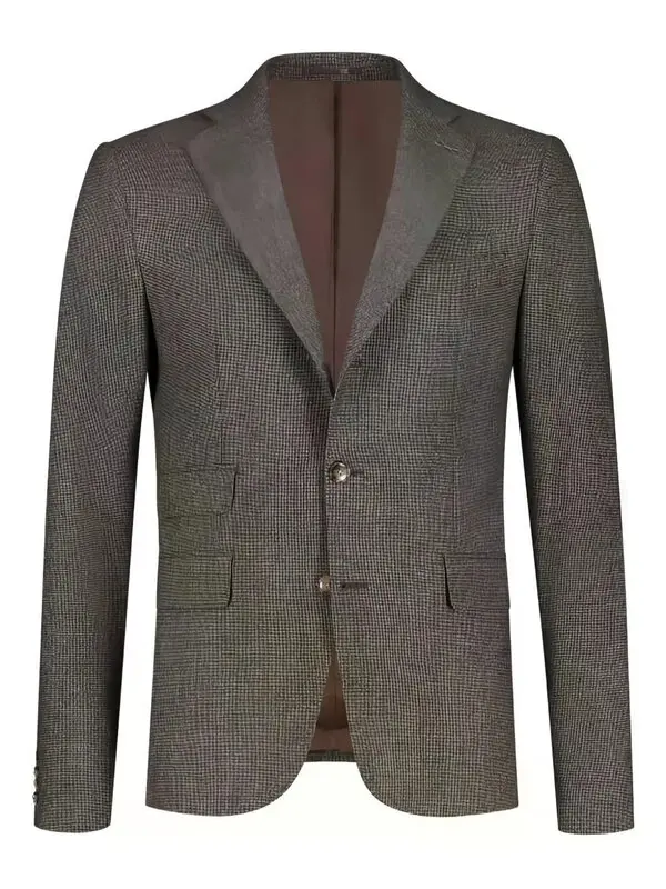PAUL ZEIST Checked Single-breasted Blazer - Brown
