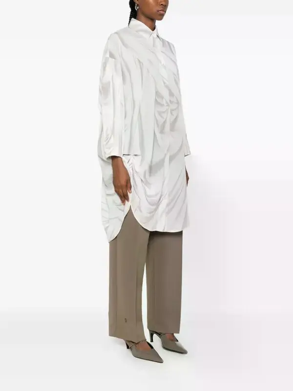 High Draped Button-front Shirt
