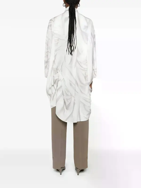 High Draped Button-front Shirt