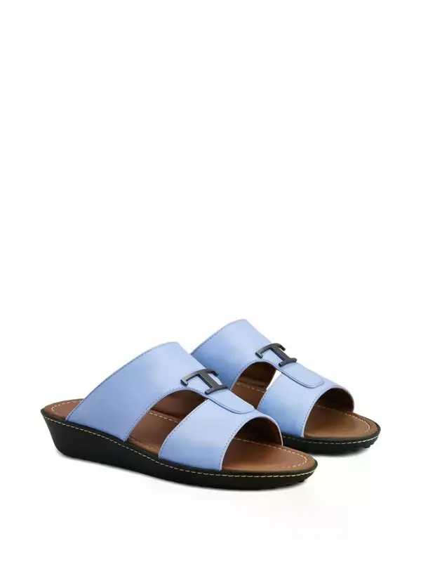 TOD'S Leather T-bar Wedge Sandals