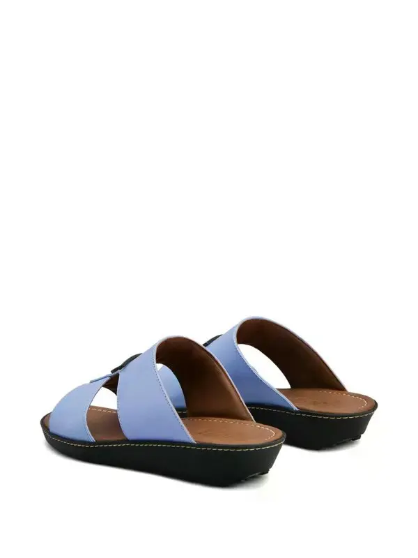 TOD'S Leather T-bar Wedge Sandals