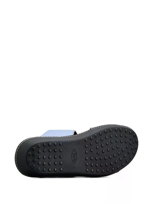 TOD'S Leather T-bar Wedge Sandals