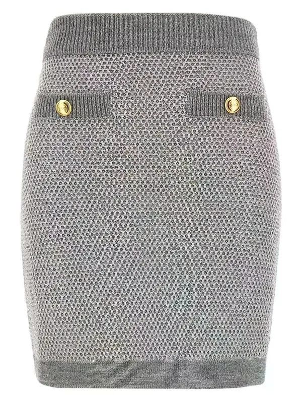 Elisabetta Franchi Ribbed-waistband Skirt - Grey
