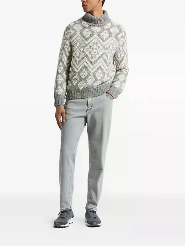 Peserico Fair Isle Pattern Wool-blend Turtleneck Sweater