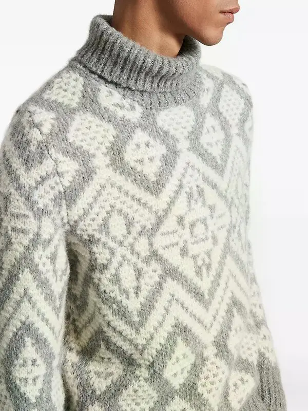 Peserico Fair Isle Pattern Wool-blend Turtleneck Sweater