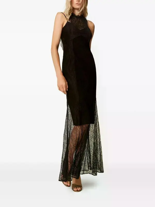 TWINSET Halter Lace-appliqué Maxi Dress