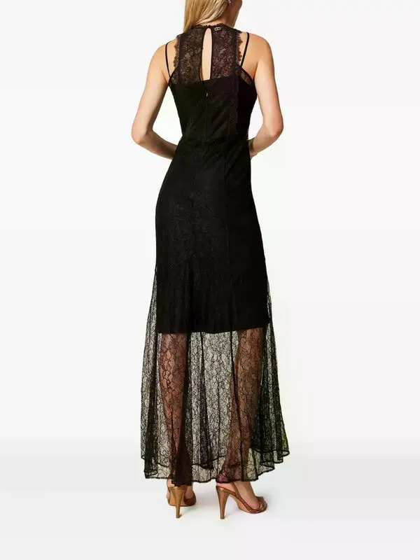 TWINSET Halter Lace-appliqué Maxi Dress