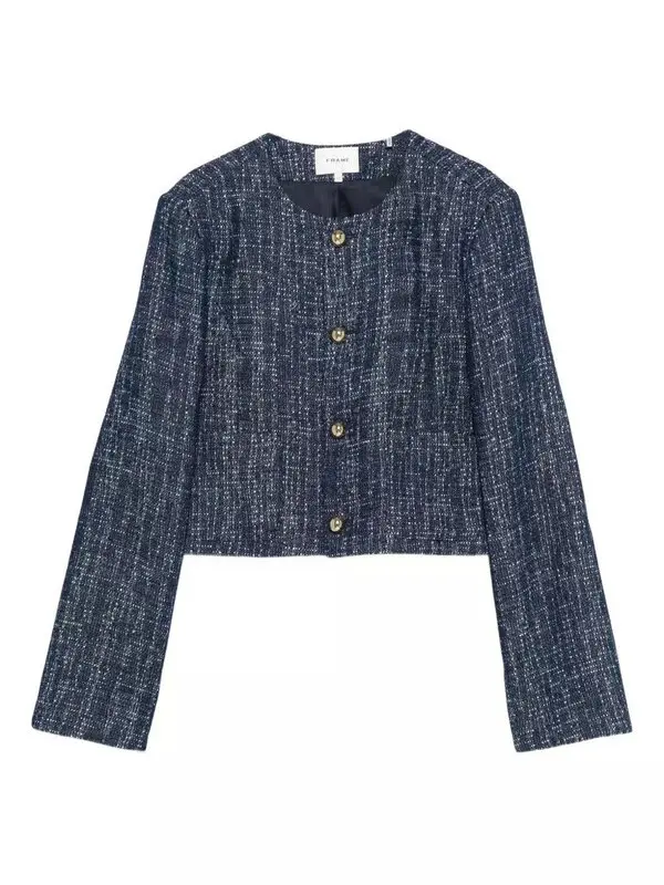 FRAME Tweed Button-up Jacket - Blue